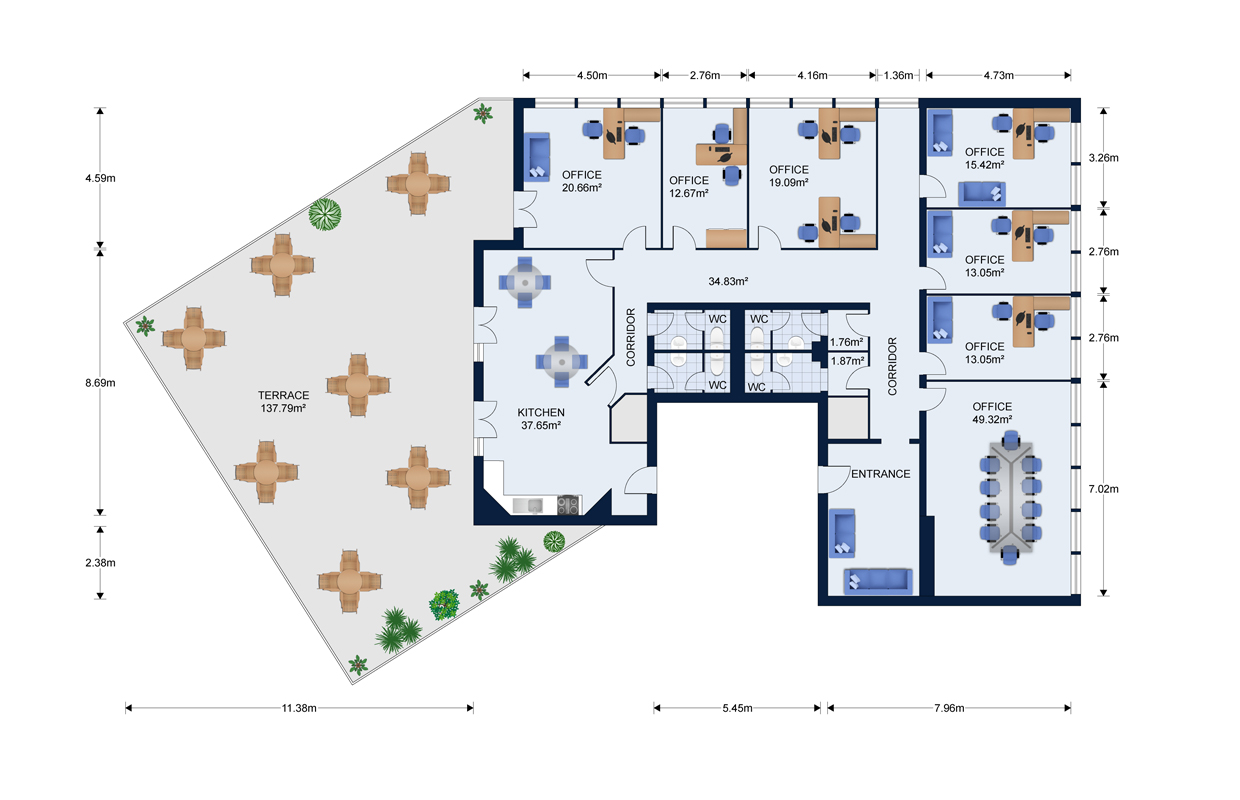 2D Floor Plan – Commercial Real Estate - Plan It All