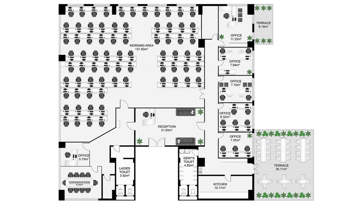 2D Floor Plan – Commercial Real Estate - Plan It All